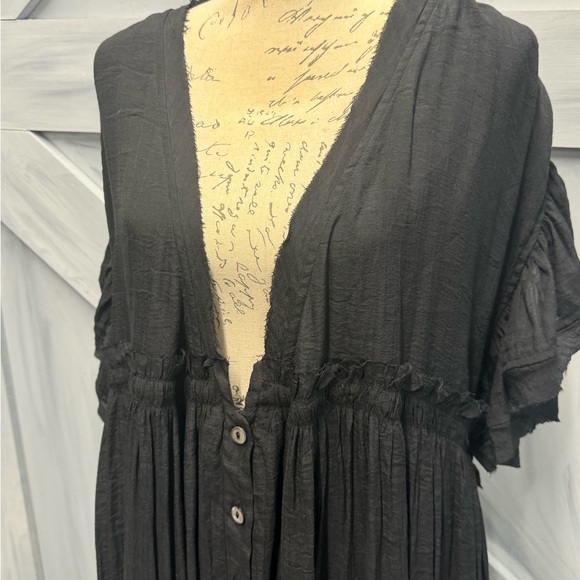 Dresses | Deep V Plus Size Black Ruffle Maxi Dress | Poshmark